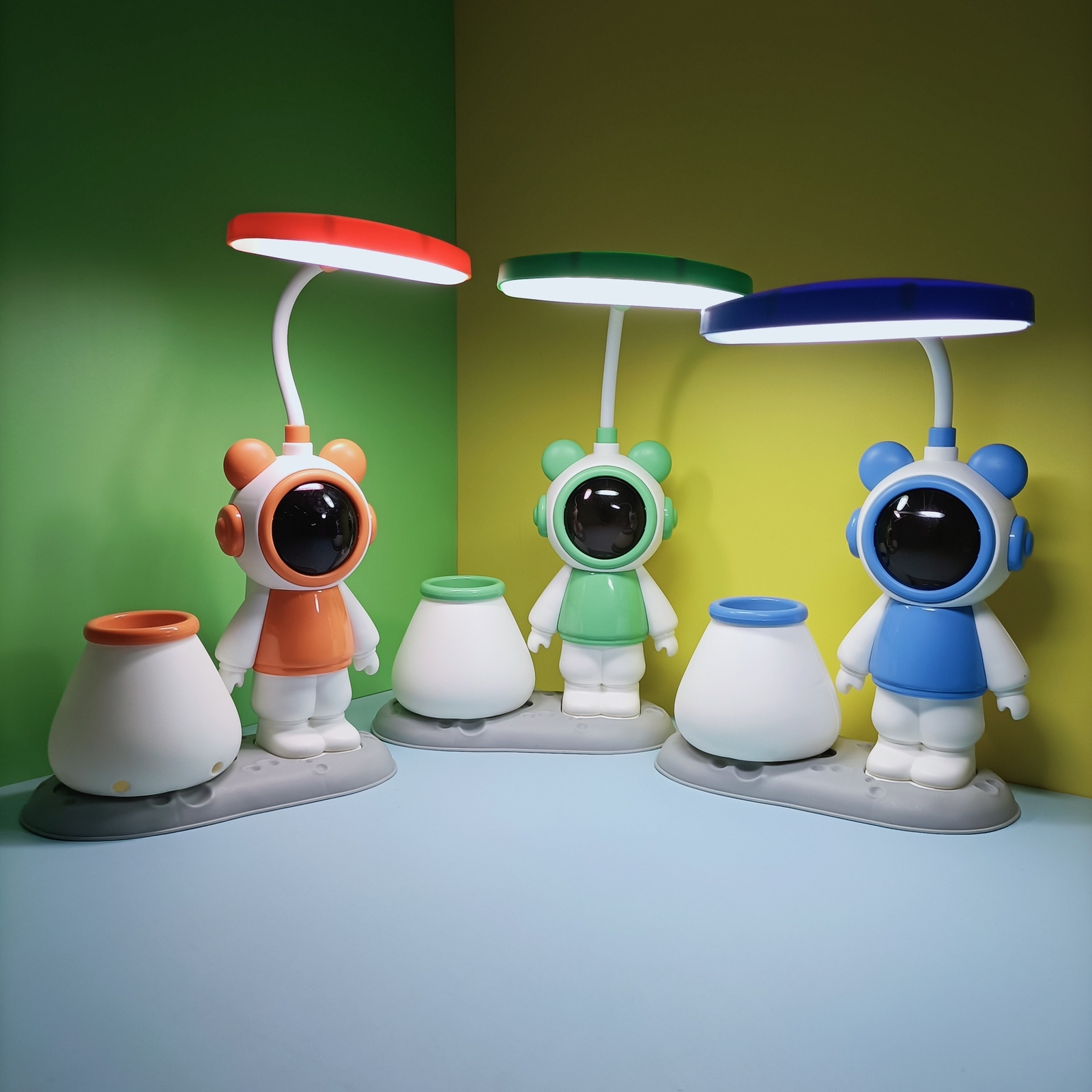 Cute Space Teddy Table Lamp With Random Color Ears Night Light Learning Lamp | eBay