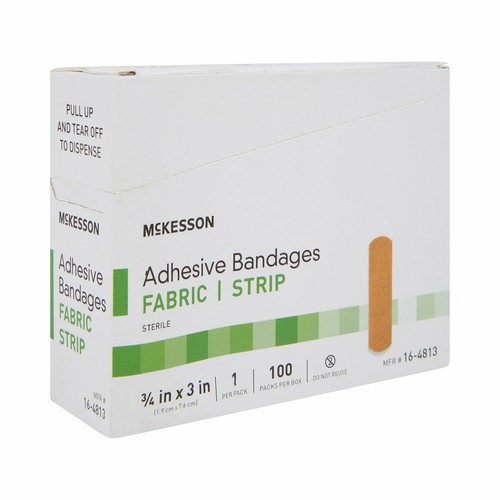 100 McKesson Adhesive Bandages ¾" x 3" Fabric Rectangle Band Aid Strips ...