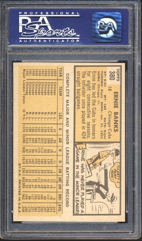 1963 Topps Baseball Ernie Banks #380 PSA 8 CHICAGO CUBS NM-MT HOF | eBay