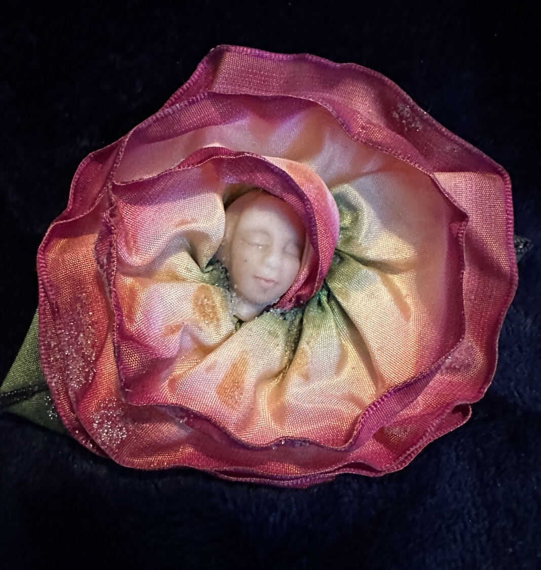 Silk Flower Doll 3 1/2 Inches Flower Girl Doll Ribbon Rose Doll | eBay