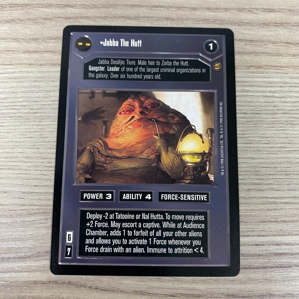 STAR WARS JABBA THE HUTT LIMITED DECIPHER COLLECTABLE TRADING CARD GAME ...