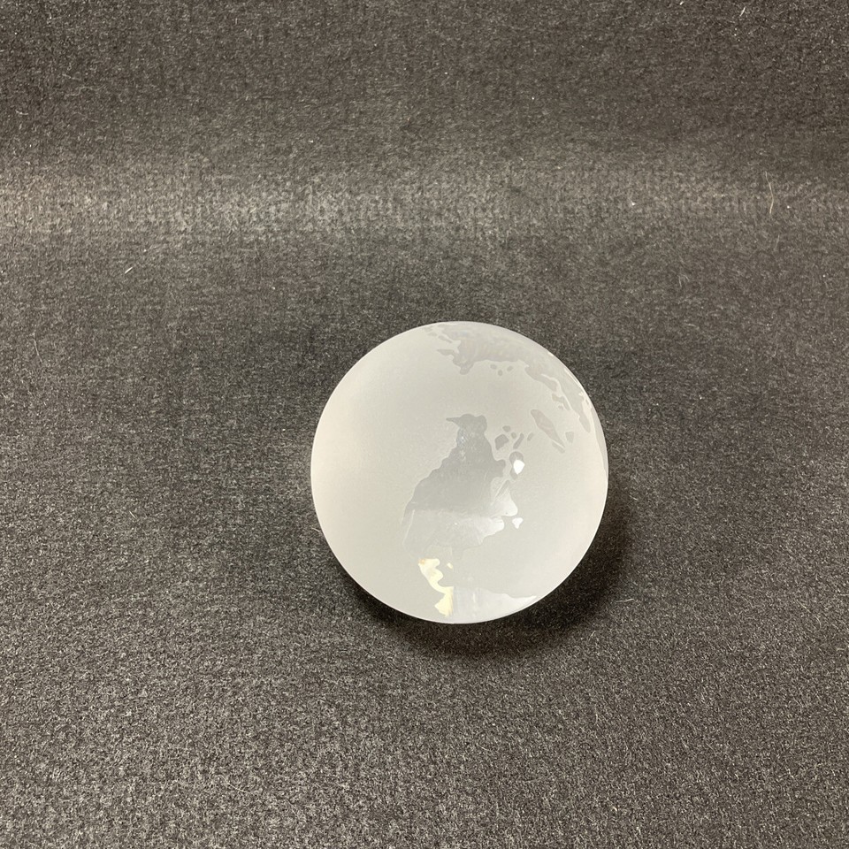 World Globe Earth Paperweight Etched Frosted Glass Crystal Clear ...