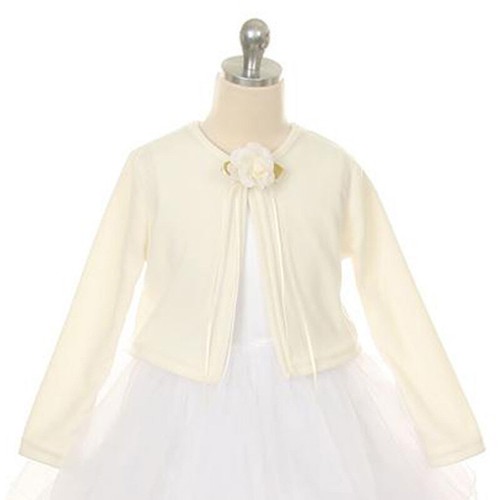 IVORY Size 10 Open Front Cardigan Sweater Long Sleeves Flower Girl | eBay