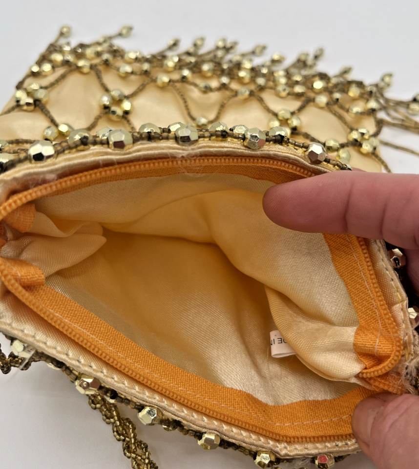 Vintage Gold‑Tone Dangle Bead Purse Flapper Style Evening Bag | eBay