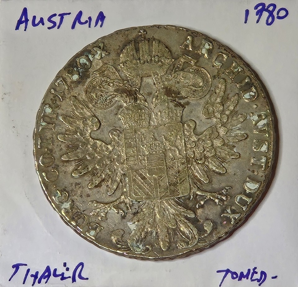 1780 AUSTRIA MARIA THERESIA SILVER THALER KM-T1 N-7393, TONED WITH ...
