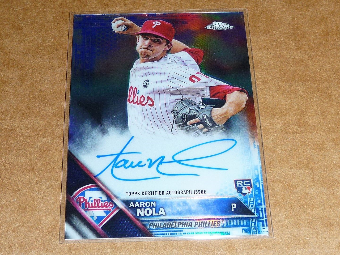 2016 Topps Chrome AARON NOLA BLUE REFRACTOR AUTOGRAPH/AUTO RC PHILLIES ...