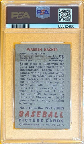 1951 Bowman - #318 Warren Hacker - PSA 5 | eBay
