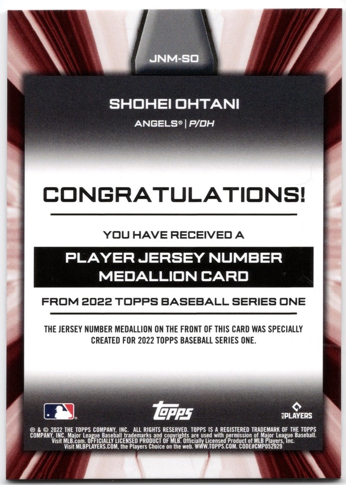 2022 Topps Series 1 - Jersey Number Medallion Commemorative Relics ...