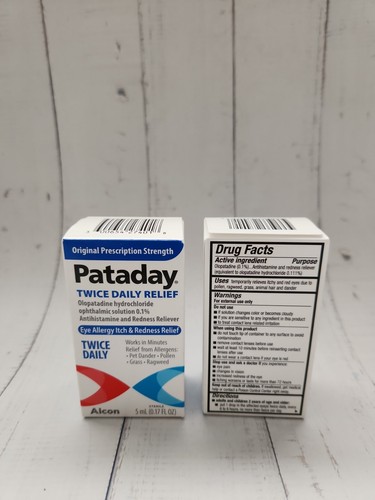 2× Pataday Twice Daily Eye Allergy Itch & Redness Relief, 5 ml, Exp: 10 ...