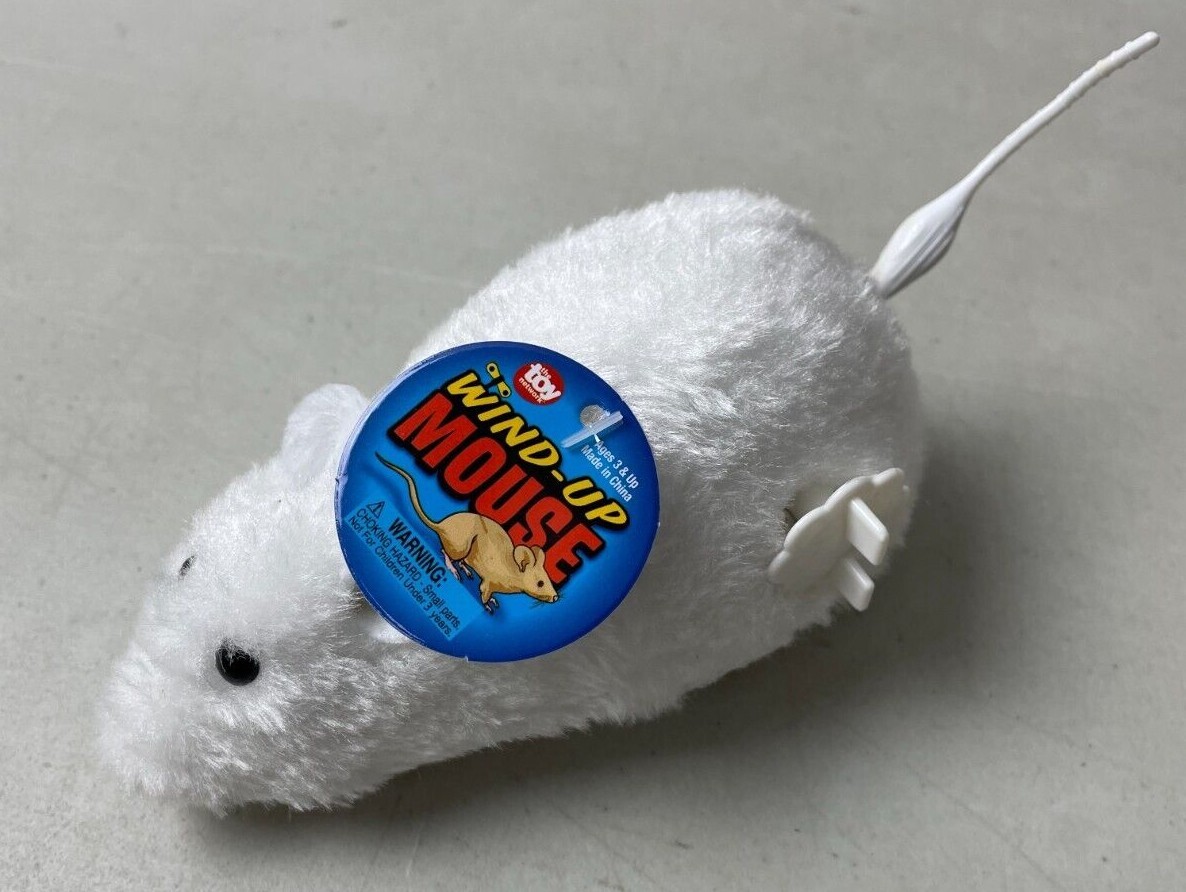 Wind Up Furry Funny Fuzzy Mouse 6 Inch New Cat Toy Mice Choose From 4 ...