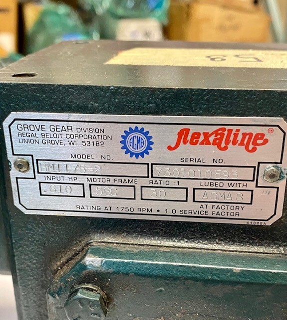 PRICE REDUCED! GROVE GEAR BM1175-2 FLEX A LINE WORM GEAR SPEED REDUCER ...