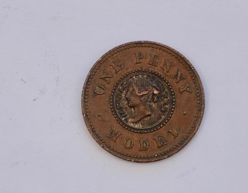 SEEMINGLY ALL COPPER? 1844 QUEEN VICTORIA ONE PENNY MODEL TOKEN, NOSE ...