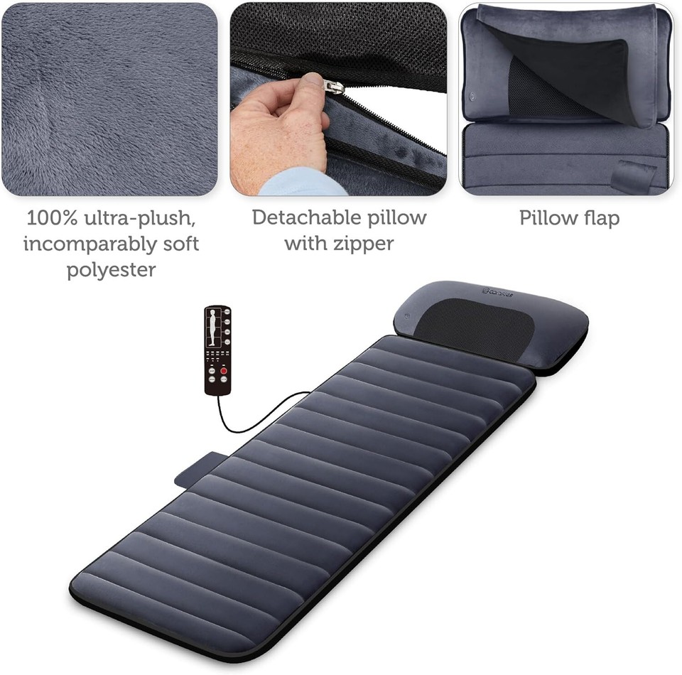 COMFIER Full Body Massage Mat with Movable Neck Pillow, 10 Vibrating ...