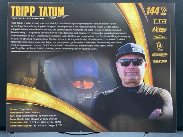 VRHTF NHRA RARE AWESOME TRIPP TATUM RACING TOP FUEL DRAGSTER HAND OUT ...