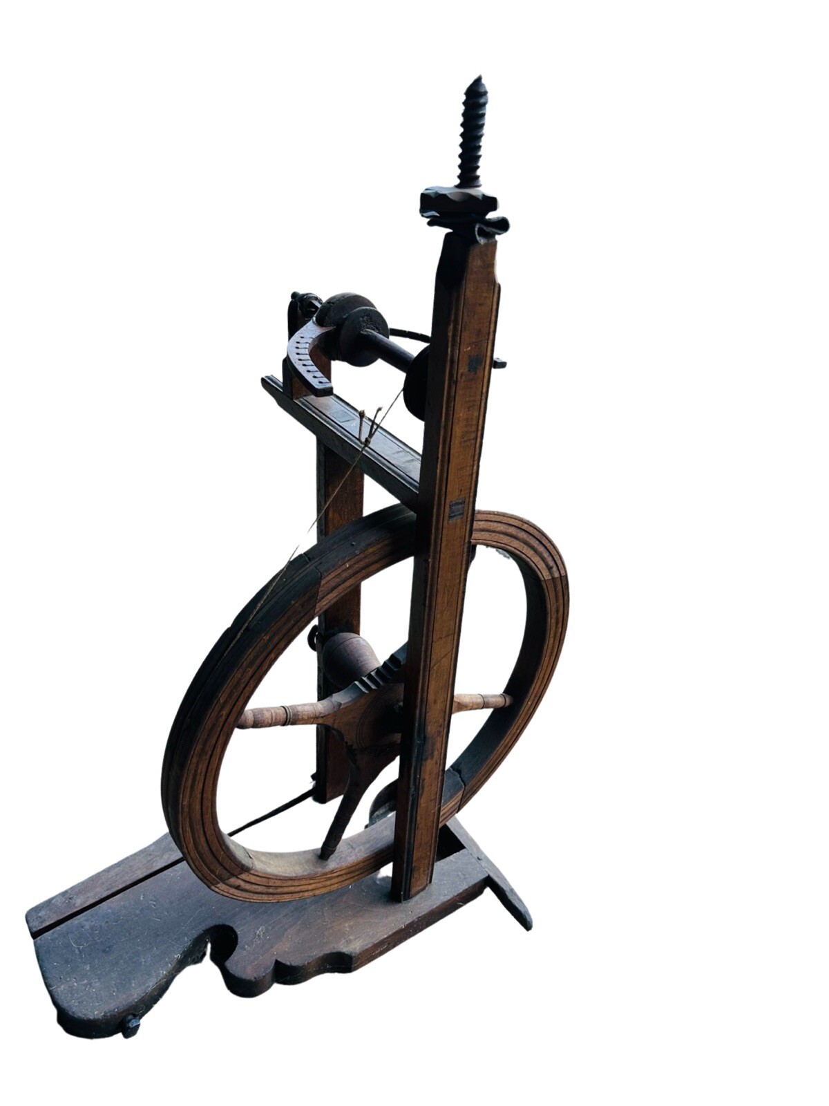 Antique Wood Primitive Spinning Wheel Exquisite Wooden Upright | eBay