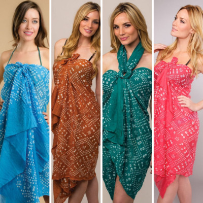 Eco-friendly 100% Cotton Bandhani Sarong Handmade Pareo Swimwear ...