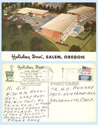 Holiday Inn Hwy 99E Salem Oregon Retro 1972 Motel Advertising Postcard ...