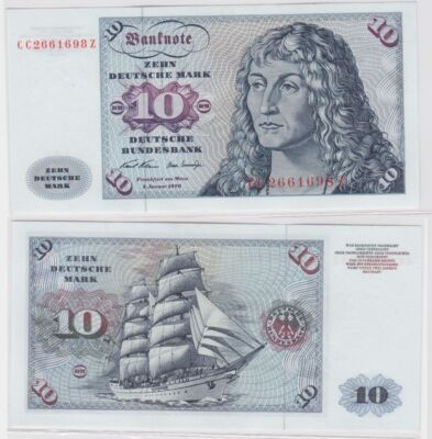 T146154 Banknote 10 DM Deutsche Mark Ro. 270a Schein 2. Jan. 1970 KN CC ...
