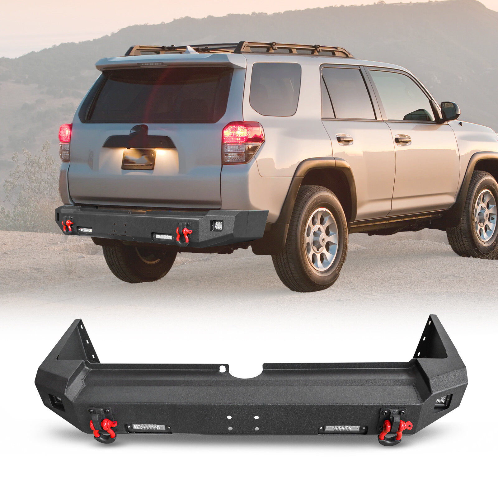 Offroad Steel Front Rear Bumper W/Led Light Fit 2015-2020 Toyota ...