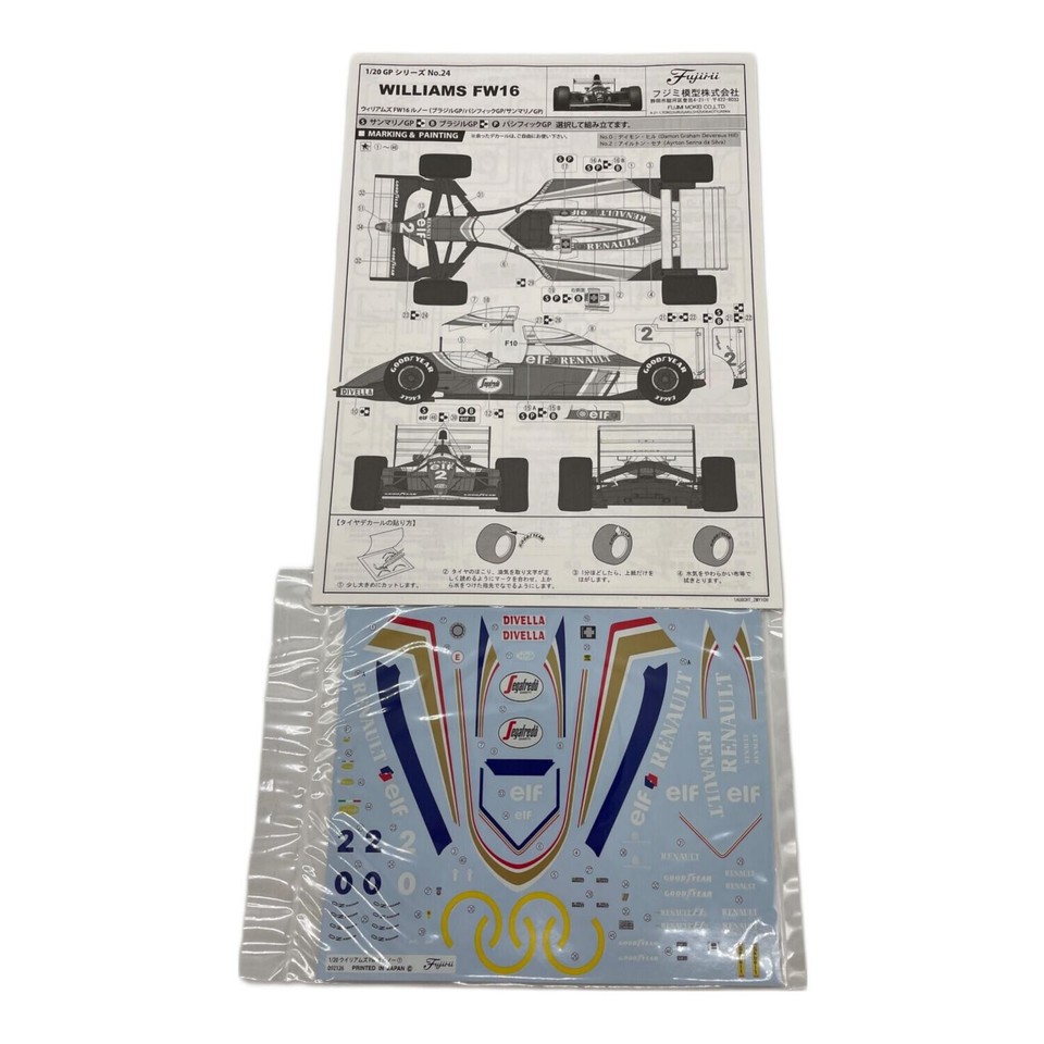 FUJIMI Williams FW16 Renault 1994 1/20 Model Kit Top Mint Condition ...