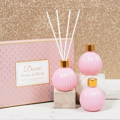 3 Piece Reed Diffuser Home Fragrance Set Peony & Bush Scent Pink Gift ...
