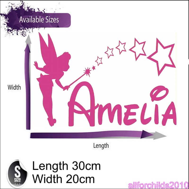 Tinkerbell Wall Sticker Personalised Girls Name Vinyl Decal – Disney ...