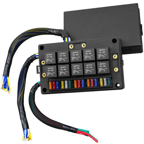 Pre-Wired Fuse Relay Box with 5-Pin 40A Relays & Fuses For 12V Car ...
