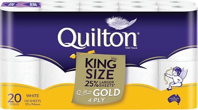 Quilton White 4-ply 120s 20 pk Gold King Toilet Tissue | eBay Australia