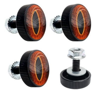 4 Black "Snake Eye" License Plate Frame Bolts - Motorcycle Custom Tag ...