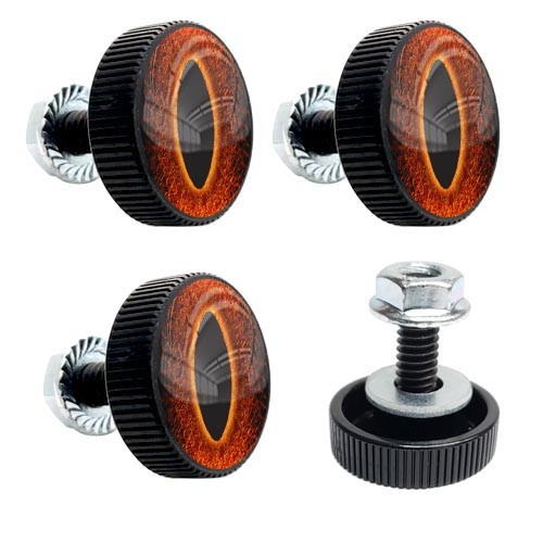 4 Black "Snake Eye" License Plate Frame Bolts - Motorcycle Custom Tag ...