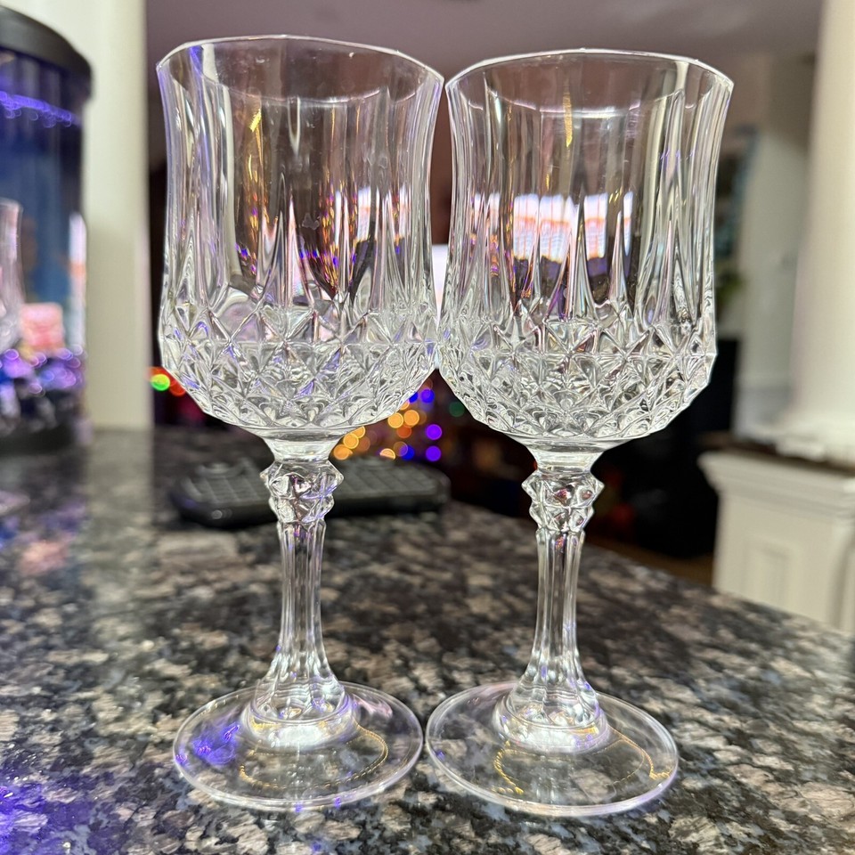 Set Of 2 CRISTAL D'ARQUES France Longchamp 24% Lead Crystal Wine ...