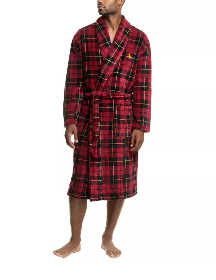 Polo Ralph Lauren Men's Plush Robe Classic Red & Blac… - Gem