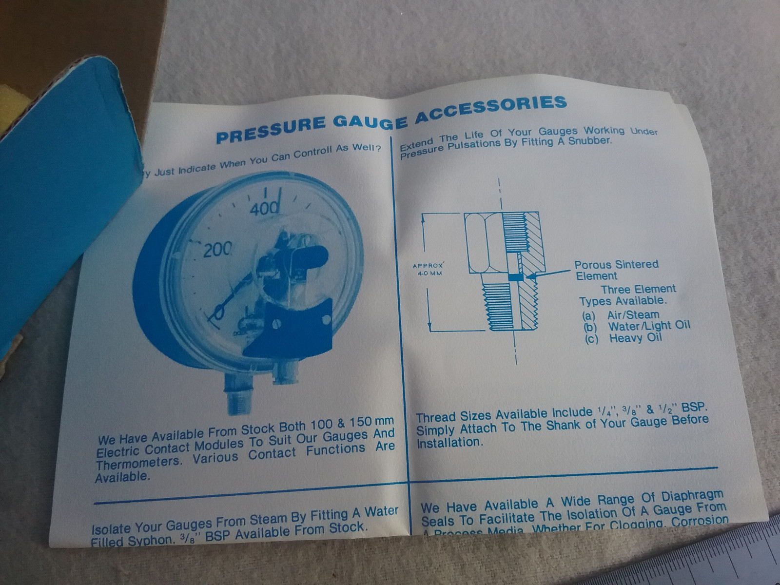 Dobbie Instruments Pressure Gauge PG100441 0-800Kpa | eBay