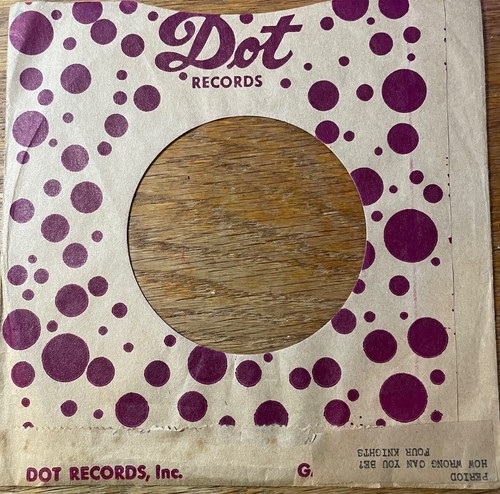 45rpm RECORD COMPANY SLEEVE - DOT RECORDS - POLKA DOT STYLE - RARE ...