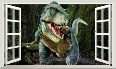 Dinosaur T Rex Tyrannosaurus Rex Magic Window Wall Art Adhesive Vinyl ...