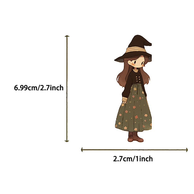 50PCS Cute Cartoon Witch Girl Anime DIY Decoration Stickers Decals Kids ...