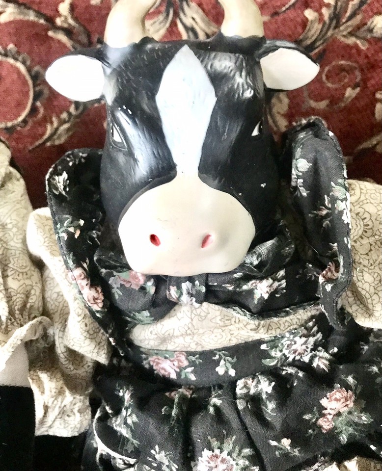 Creations From T.L. Toys~Black and White Stuffed Cows~Ceramic Face ...