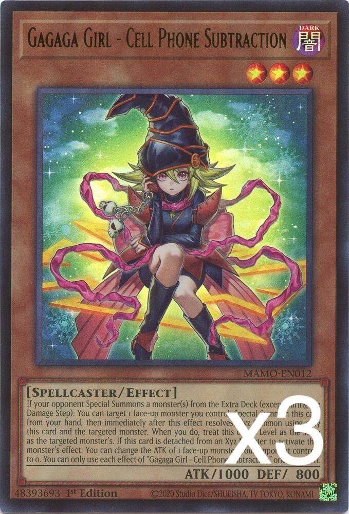 3X Yugioh Gagaga Girl - Cell Phone Subtraction MAMO-EN012 Ultra Rare NM ...