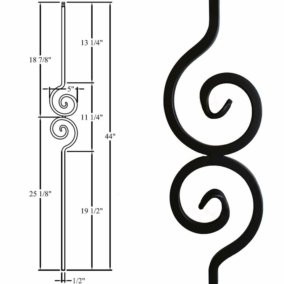 Modern Double Scroll Iron Baluster (10-PACK) Hollow Metal Spindles ...