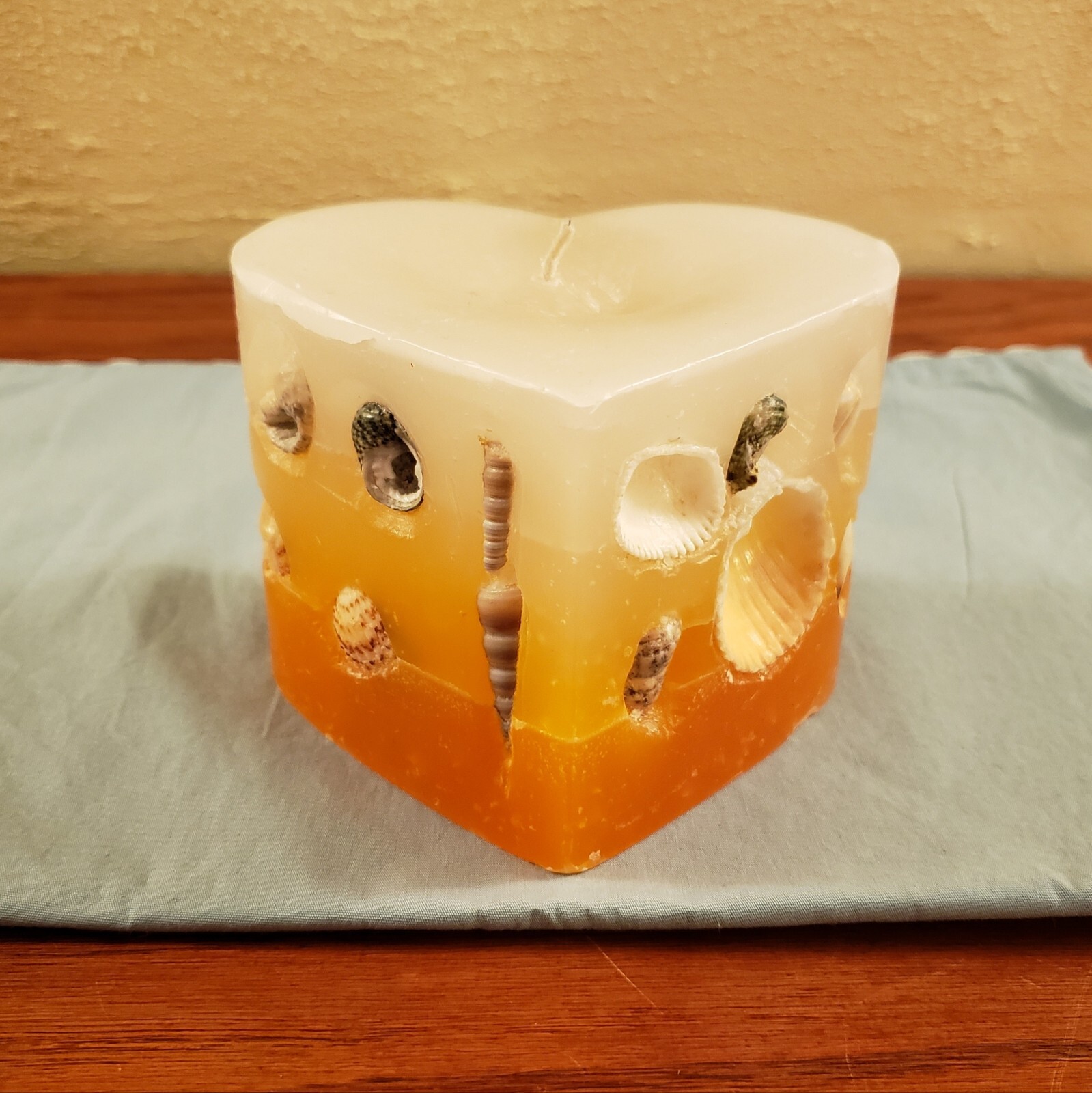 Vintage Heart Shaped Sea Shell Nautical Hand Crafted Candle Art Large ...