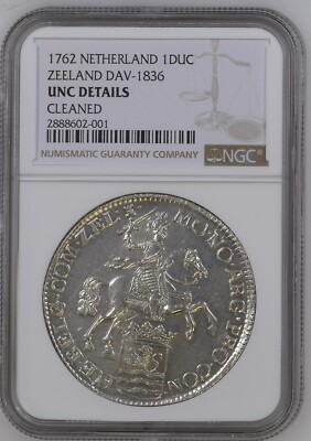1762 Netherlands Zeeland Ducaton Silver Rider NGC Uncirculated Details - Beauty! | eBay