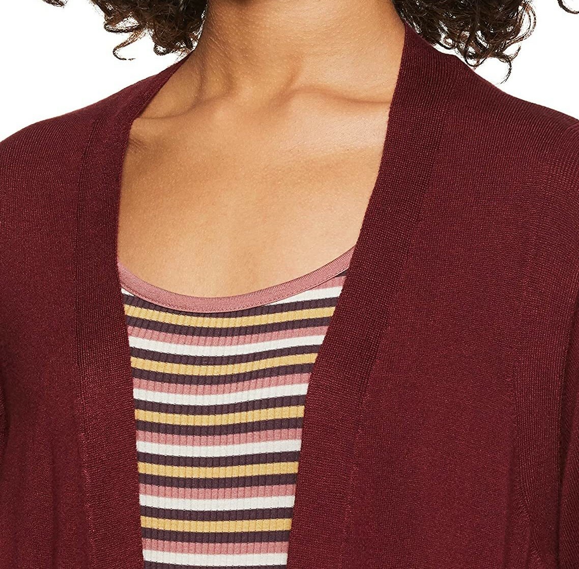 NEW Ex M&S Ladies Wine Red Open Front Cardigan with Pockets Sizes XS-XL ...