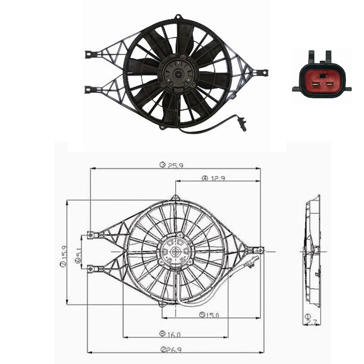 Electric Cooling Fan Assembly Fits:2002 - 2004 Dodge Dakota 52028939 ...