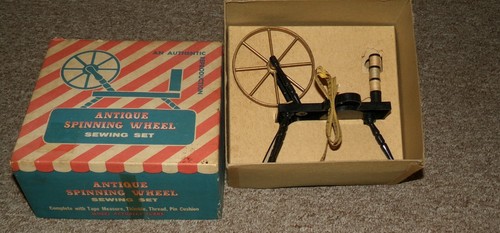 Vintage Antique Spinning Wheel Sewing Set in Box Take a LOOK ...