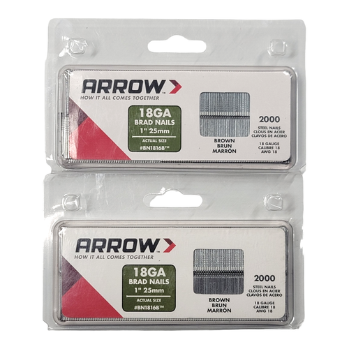 Arrow BN1816B 18GA Gauge Steel Brad Nails 1" 25mm 2000 (2 Packs) NEW ...