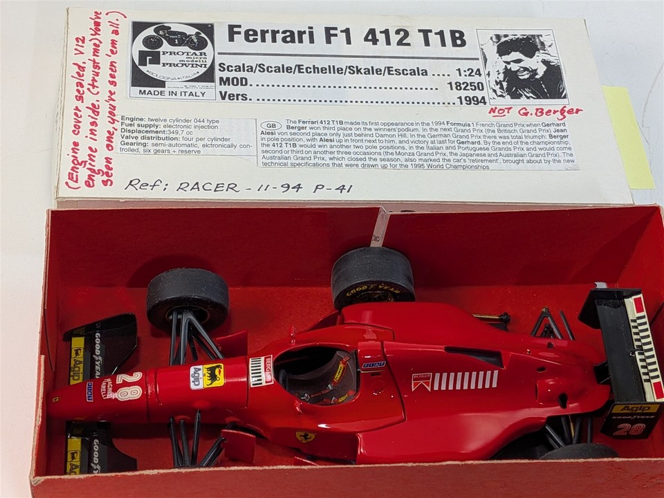 Protar 1994 Ferrari F1 412 T1B #28 Racing Car Built 1/24 Gerhard Berger ...