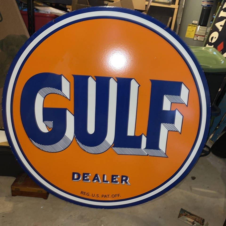 Nice Repro 42” Gulf Porcelain Sign | eBay