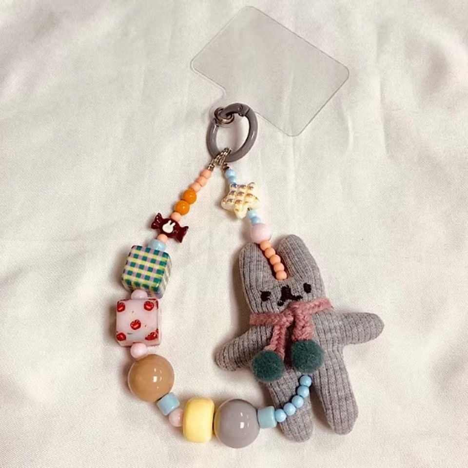 Short Bracelet Rabbit Phone Strap Bag Charm Beaded Phone Chain Bag ...