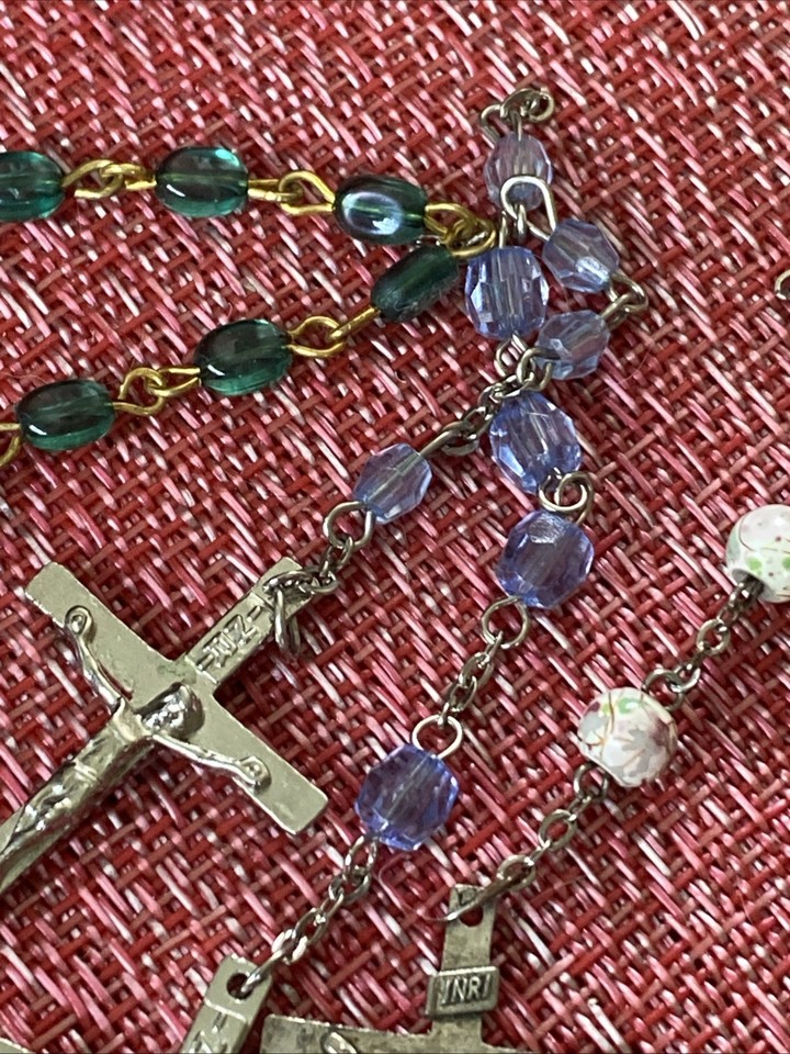 Vintage Repair Lot Rosary’s And Beaded Sections W Crucifixes | eBay