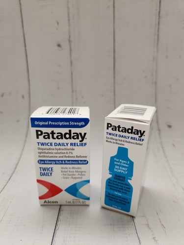 2× Pataday Twice Daily Eye Allergy Itch & Redness Relief, 5 ml, Exp: 10 ...